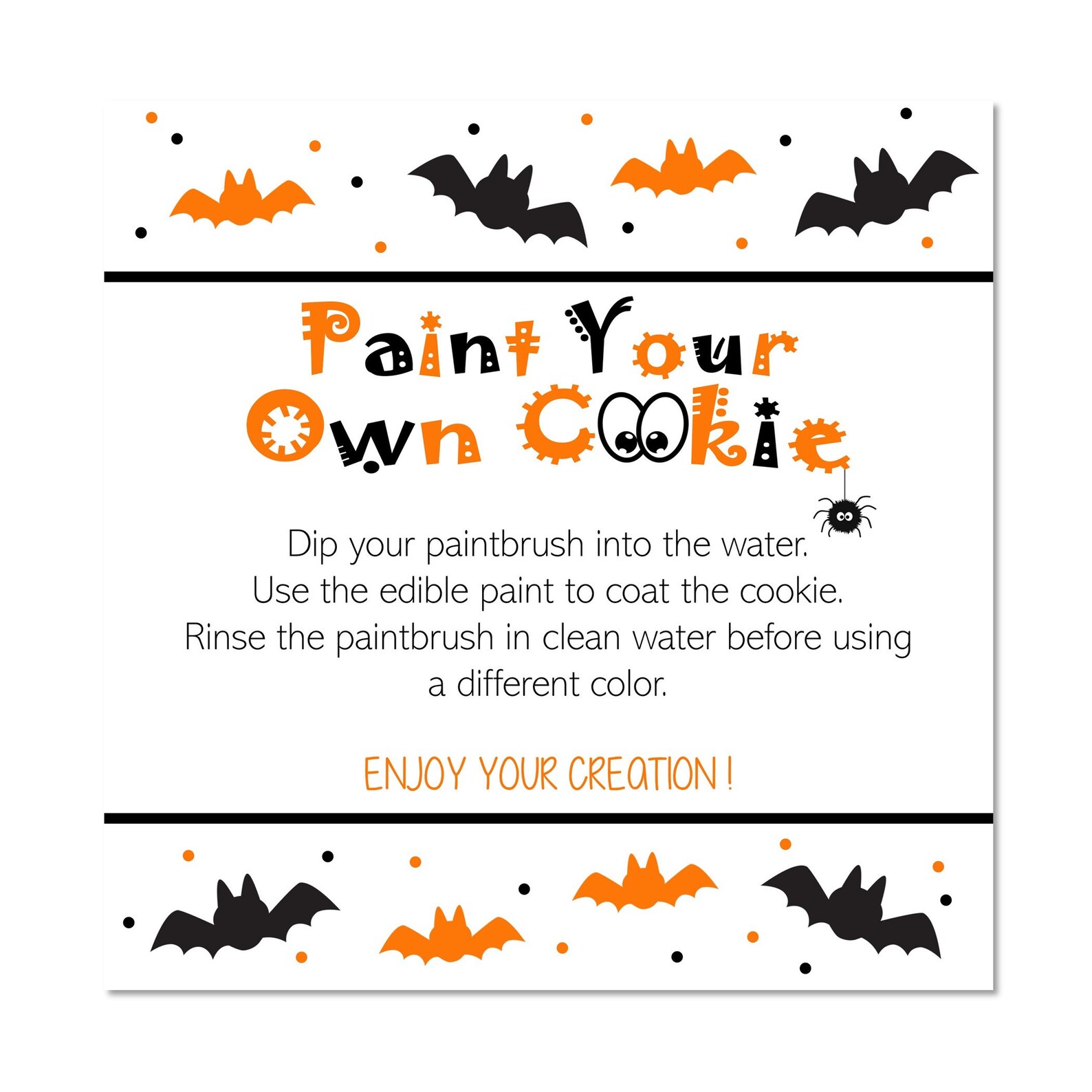 Printable Halloween Paint Your Own Cookie Instruction Tags | Etsy