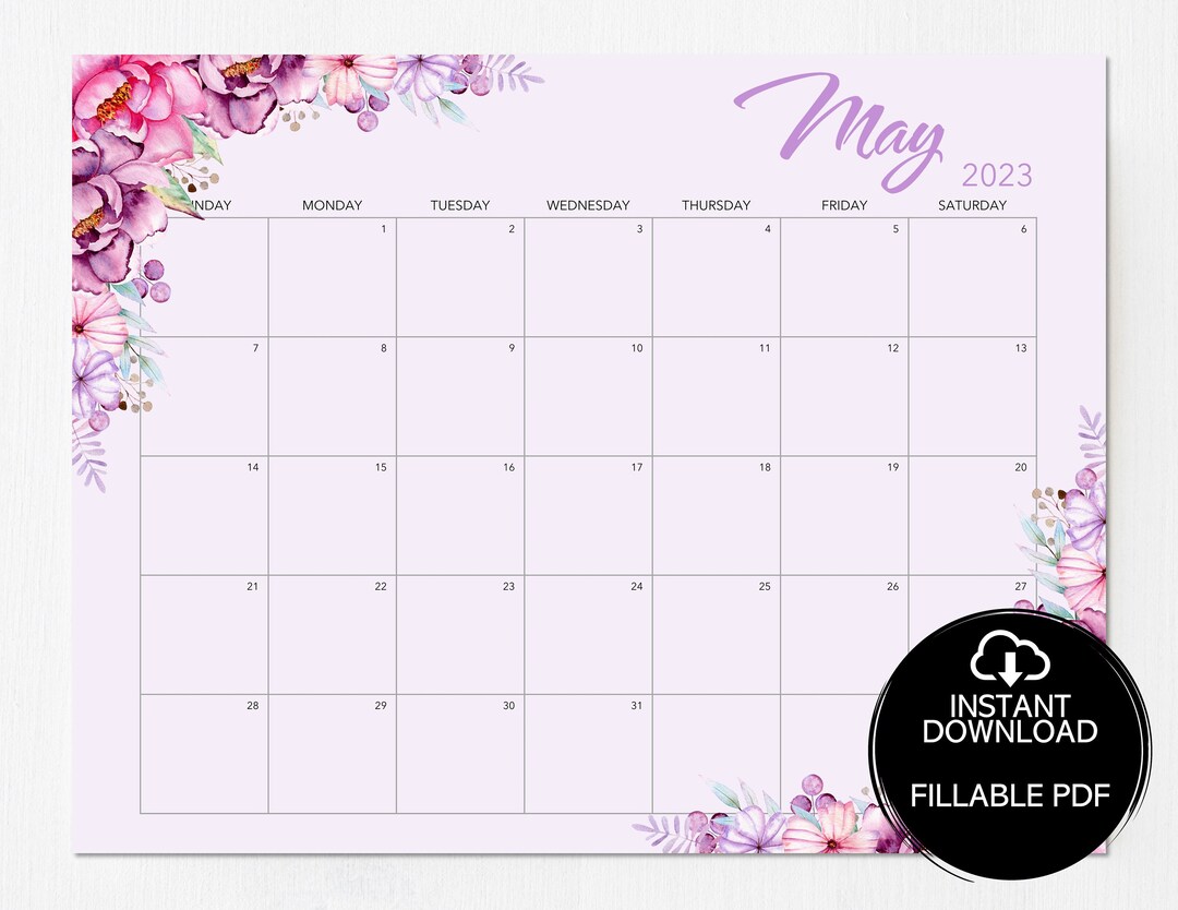 Printable/fillable May Calendar 2023 Calendar May 2023 - Etsy Hong Kong