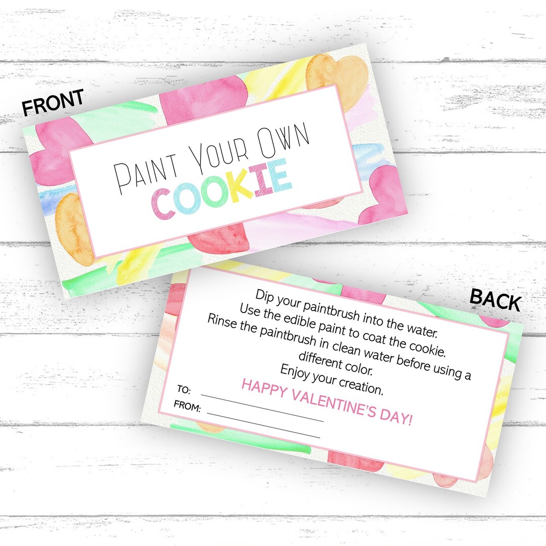 Printable Valentine's Day Paint Your Own Cookie Bag Topper, Valentine's ...