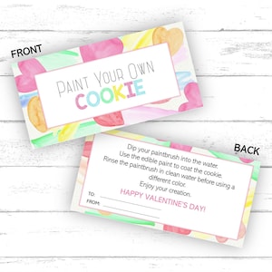 Printable Valentine's Day Paint Your Own Cookie Bag Topper, Valentine's ...
