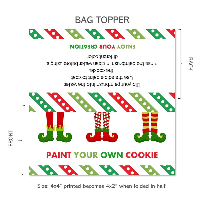 Printable Christmas Paint Your Own Cookie Bag Topper | Etsy