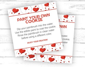 Printable Valentine's Day Paint Your Own Cookie Tags | Etsy