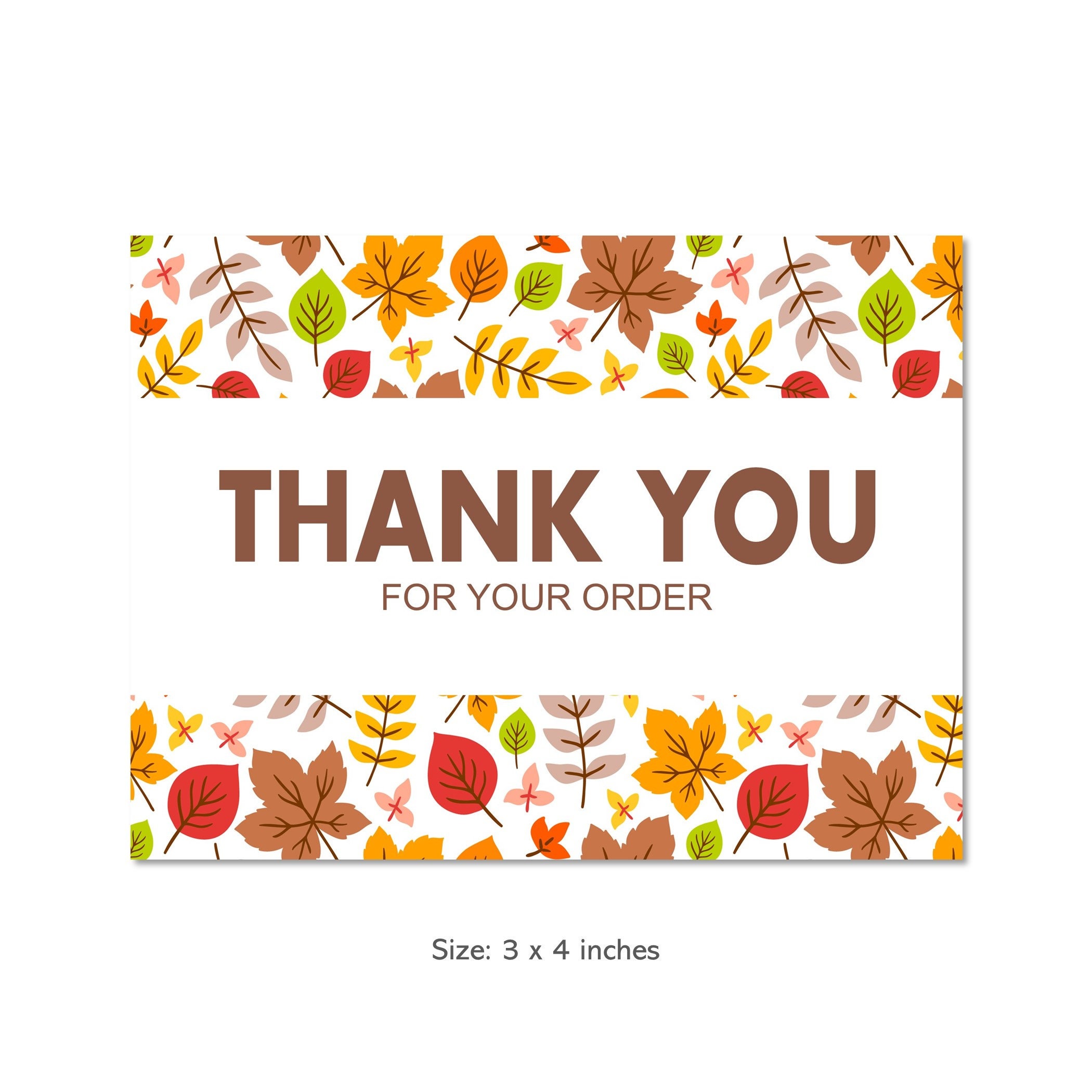Printable Fall Thank You For Your Order Cards Thanksgiving | Etsy