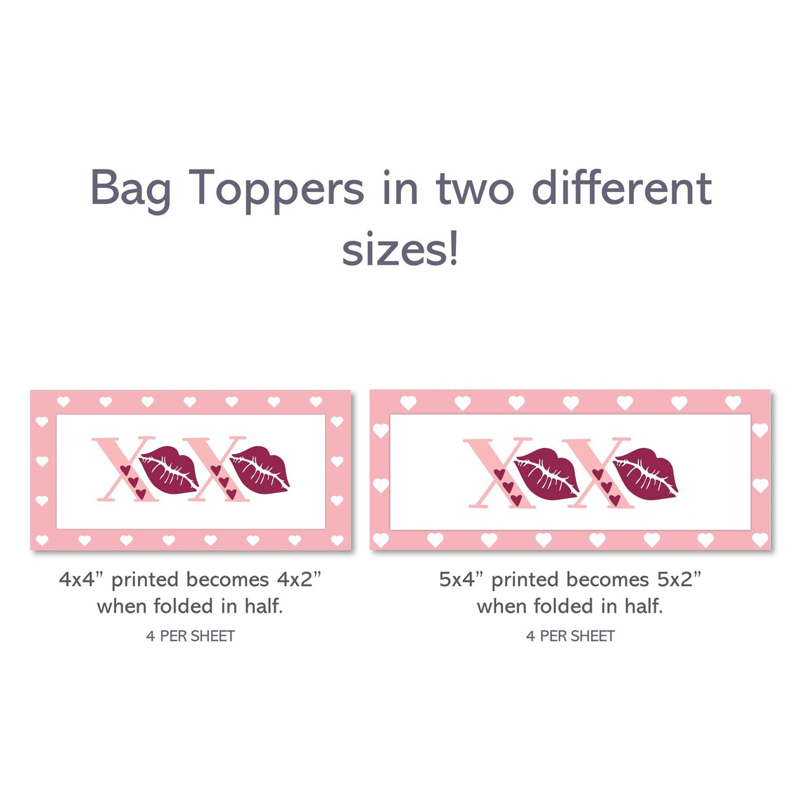 Printable Valentine Hugs and Kisses Treat Bag Toppers Hugs | Etsy