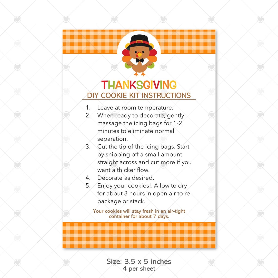 Printable Thanksgiving DIY Cookie Kit Instructions Cards - Etsy