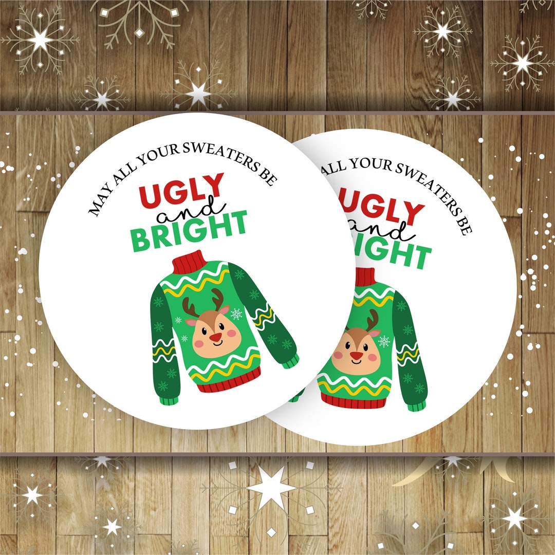Printable Ugly and Bright Sweater Tags, Ugly and Bright Sweater Cookie ...