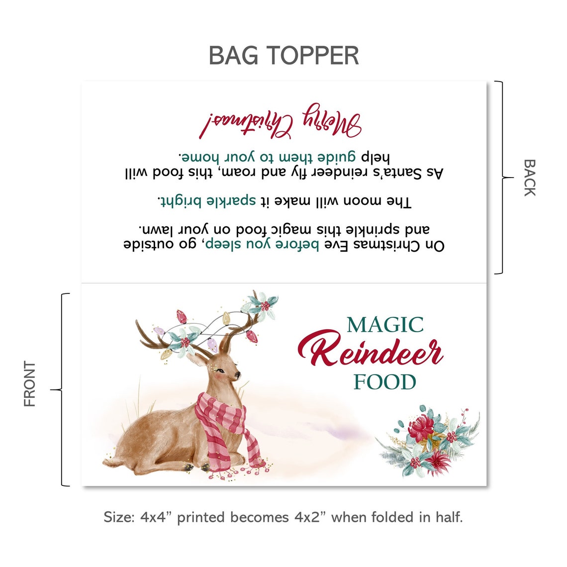 Printable Magic Reindeer Food Treat Bag Topper Reindeer Food | Etsy