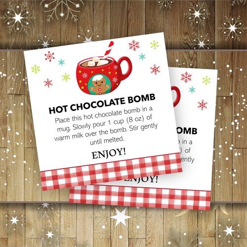 Christmas Hot Chocolate Cocoa Bomb Tag Hot Chocolate Bomb - Etsy