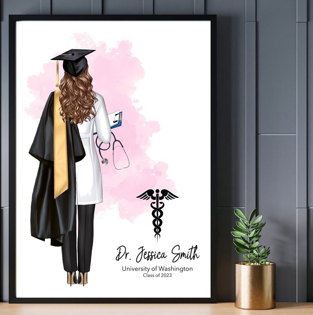 Personalized Doctor Graduation Print, Graduation Girl Print, Doctor ...
