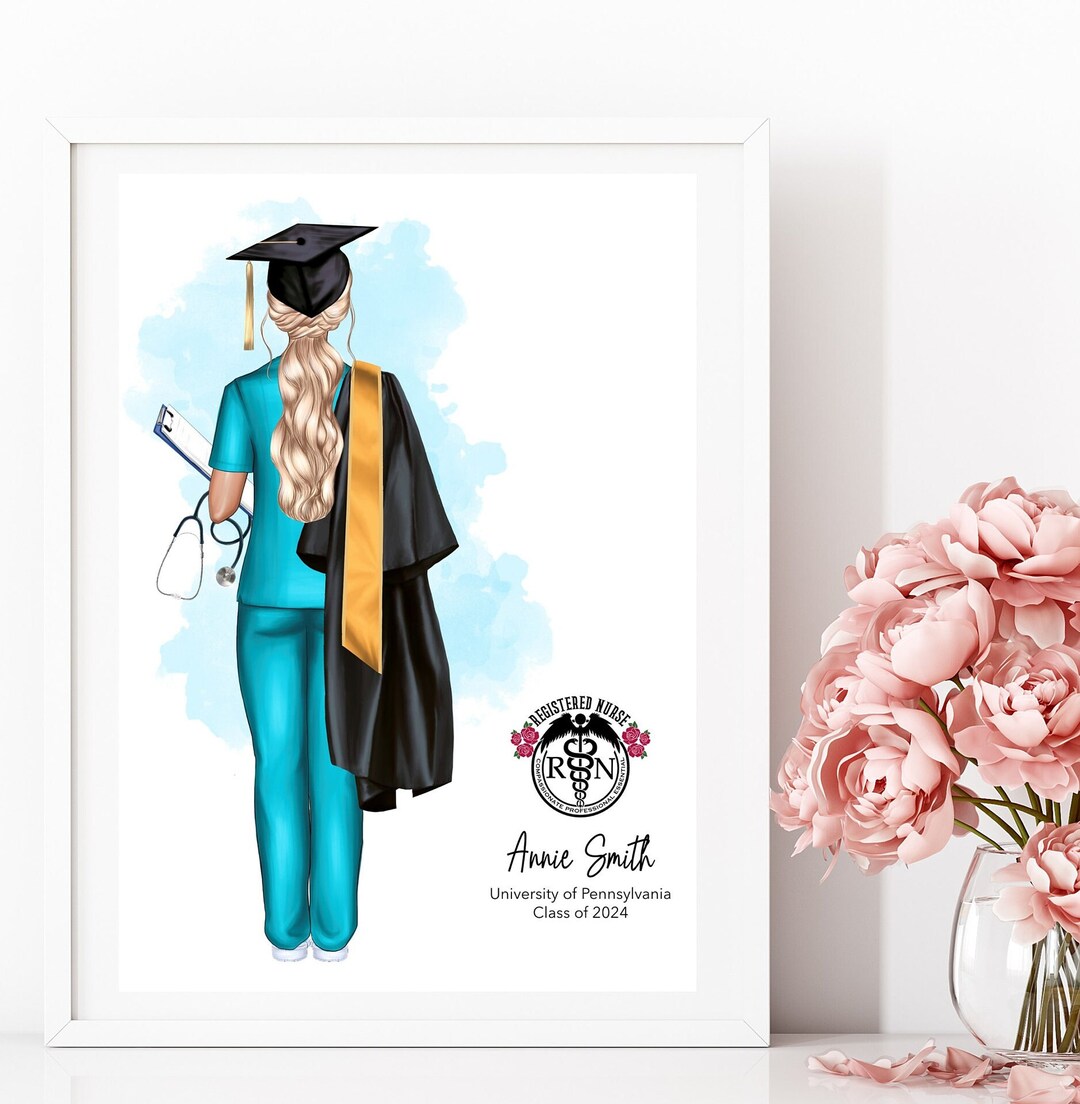 Personalized Nurse Graduation Print, Graduation Girl Print, Nurse ...