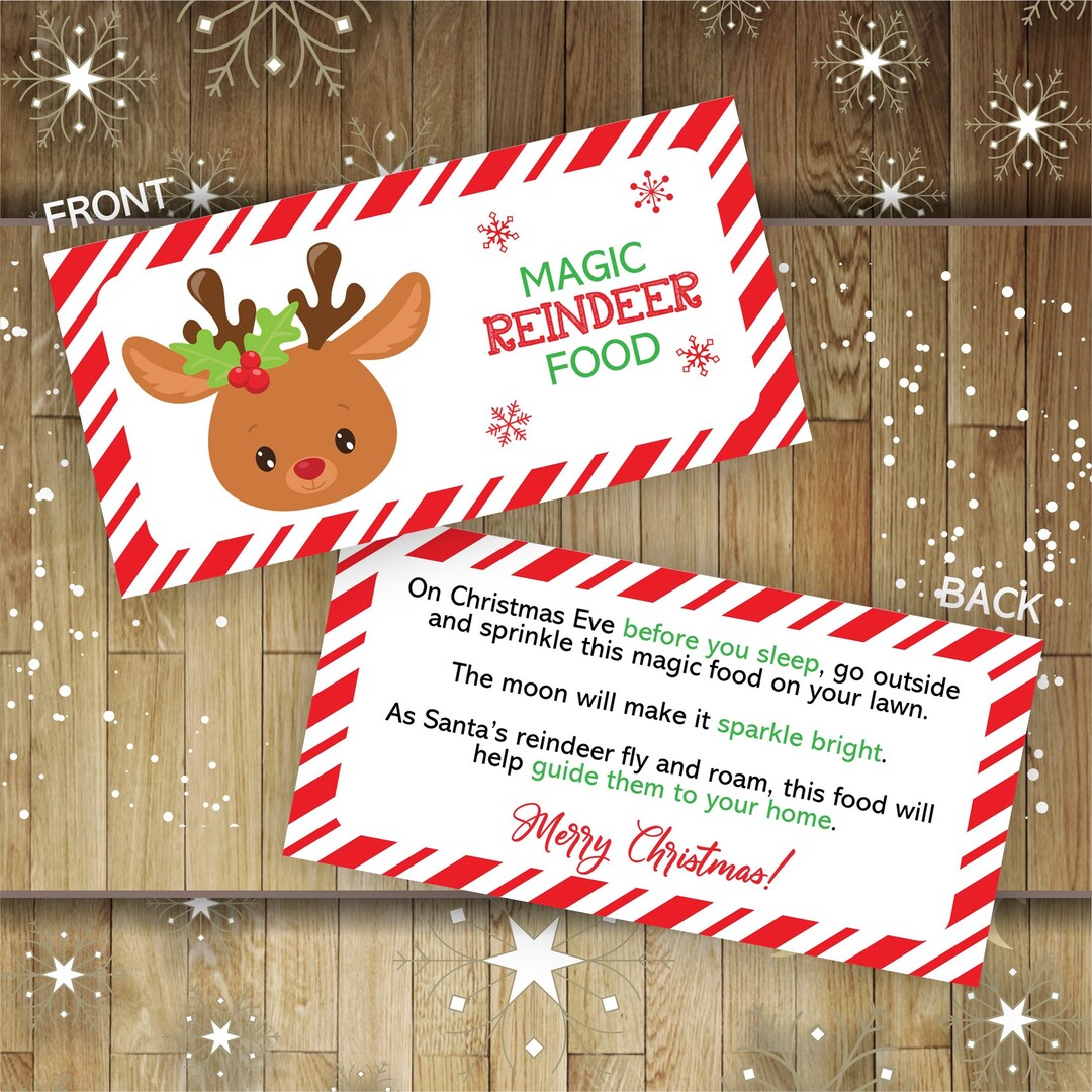 Printable Magic Reindeer Food Treat Bag Topper, Reindeer Food Favor ...