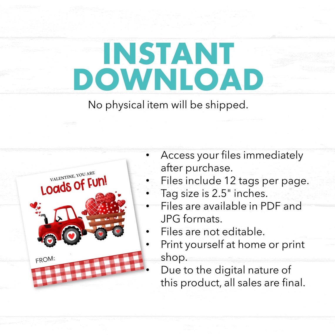 Printable Valentine You're Loads of Fun Tag Construction - Etsy