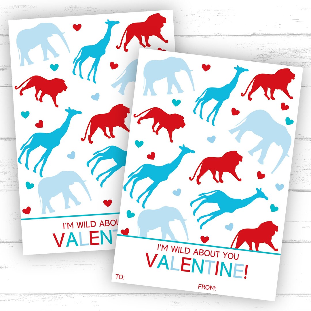 Printable Valentine I'm Wild About You Cookie Cards, Valentine's Day ...