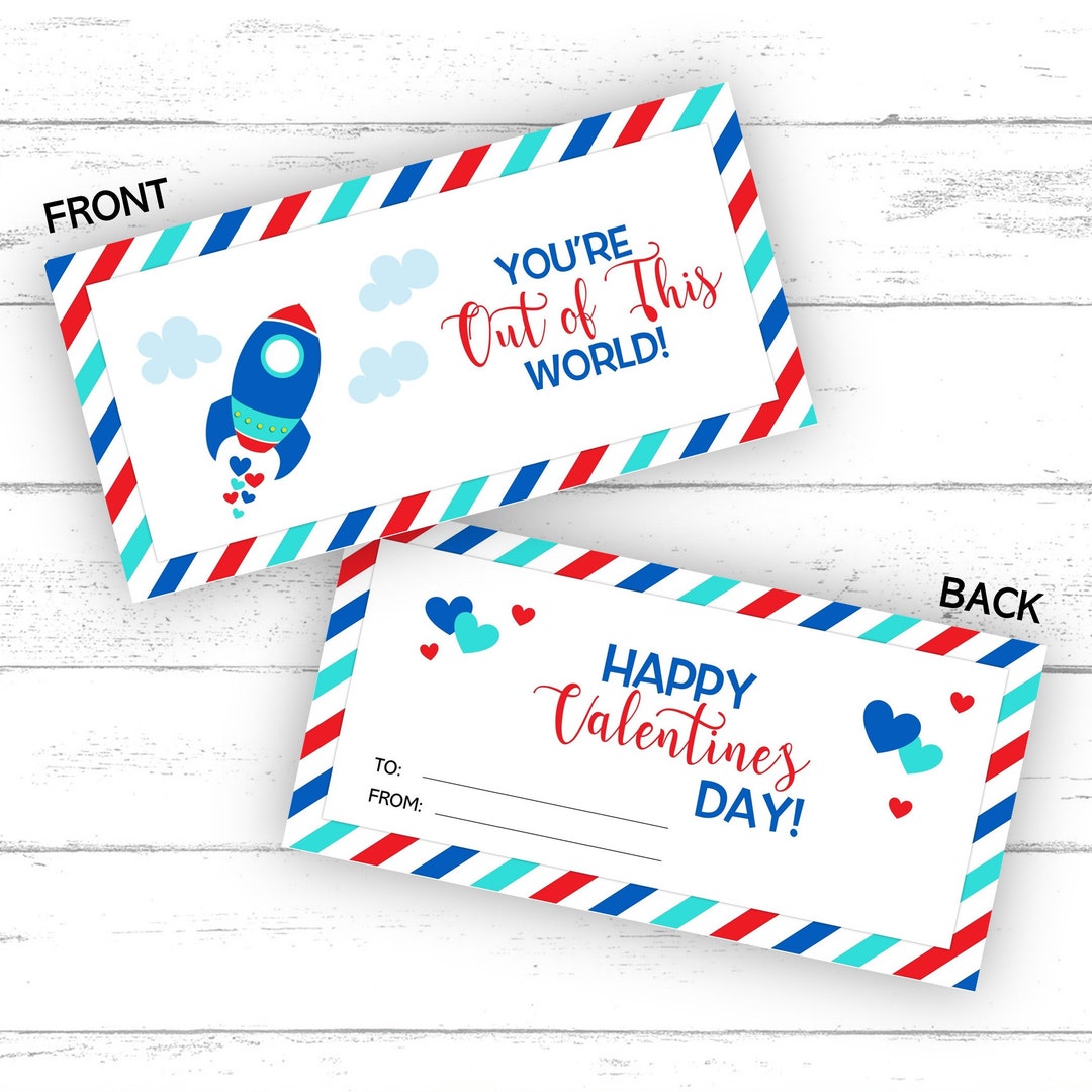 Printable Valentine You're Out of This World Treat Bag Toppers, Rocket ...