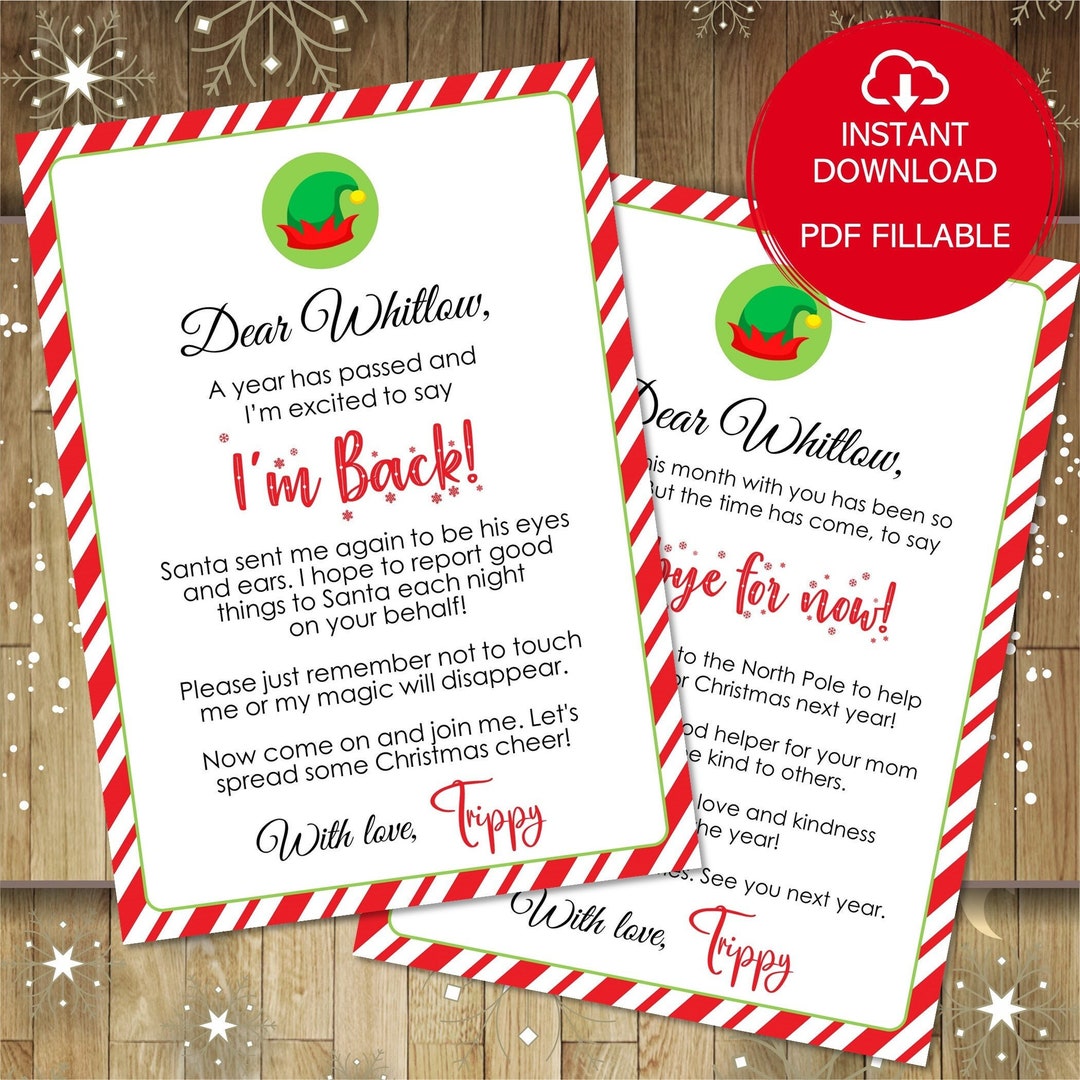 Printable Elf Arrival & Goodbye Letters, Elf Letters, Hello From Your ...