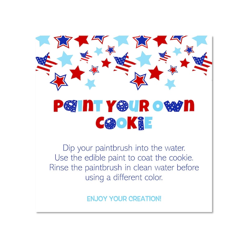 Printable Paint Your Own 4th of July Cookie Tag 4th of July | Etsy