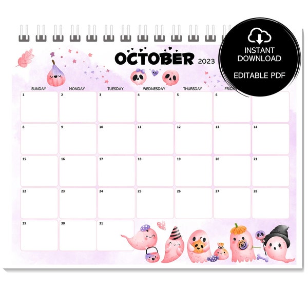 Printable October 2023 Calendar - Etsy