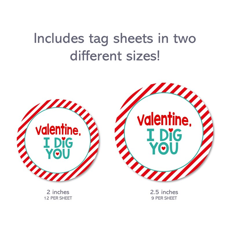 Printable Valentine I Dig You Gift Tags Valentine's Day | Etsy