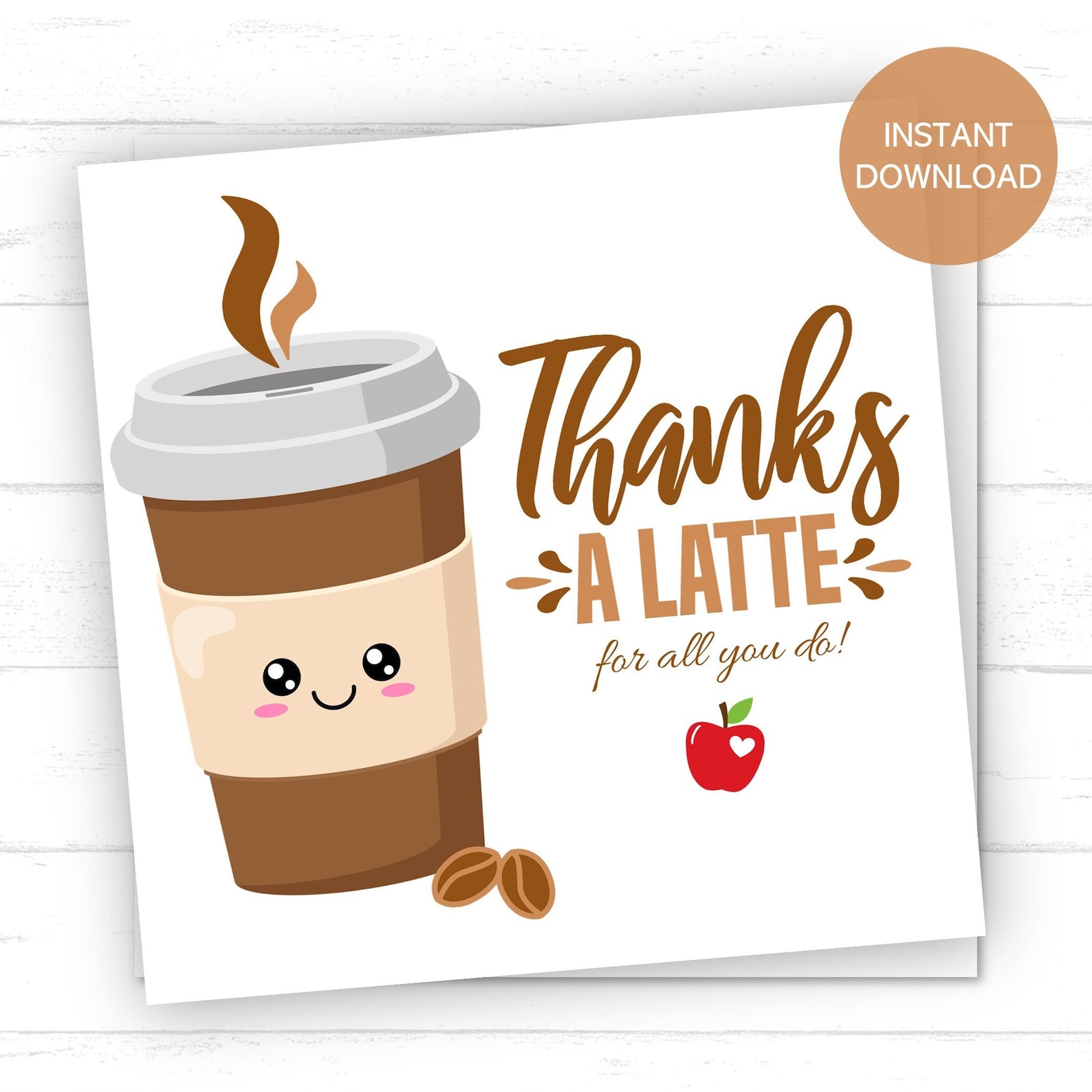 Printable Thanks a Latte for All You Do Tags Teacher | Etsy