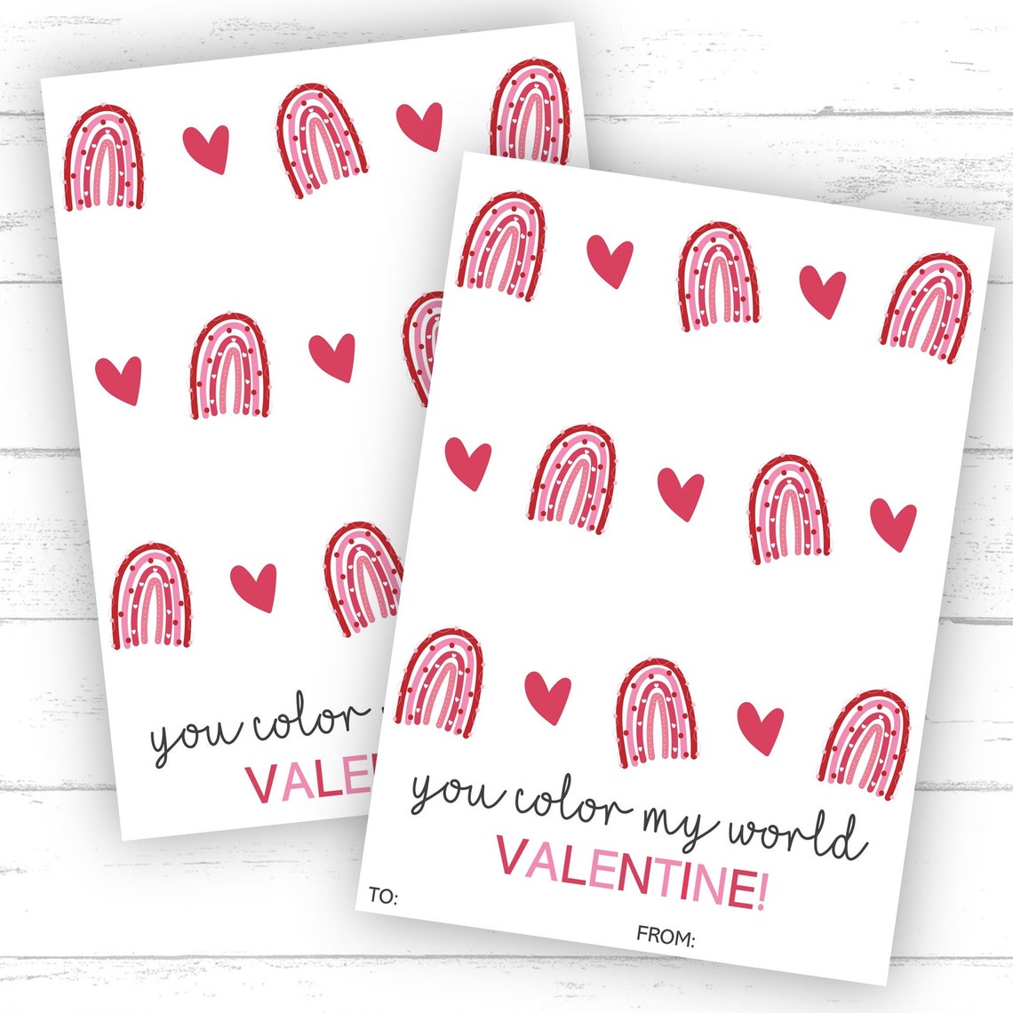 Printable You Color My World Valentine Cookie Cards - Etsy