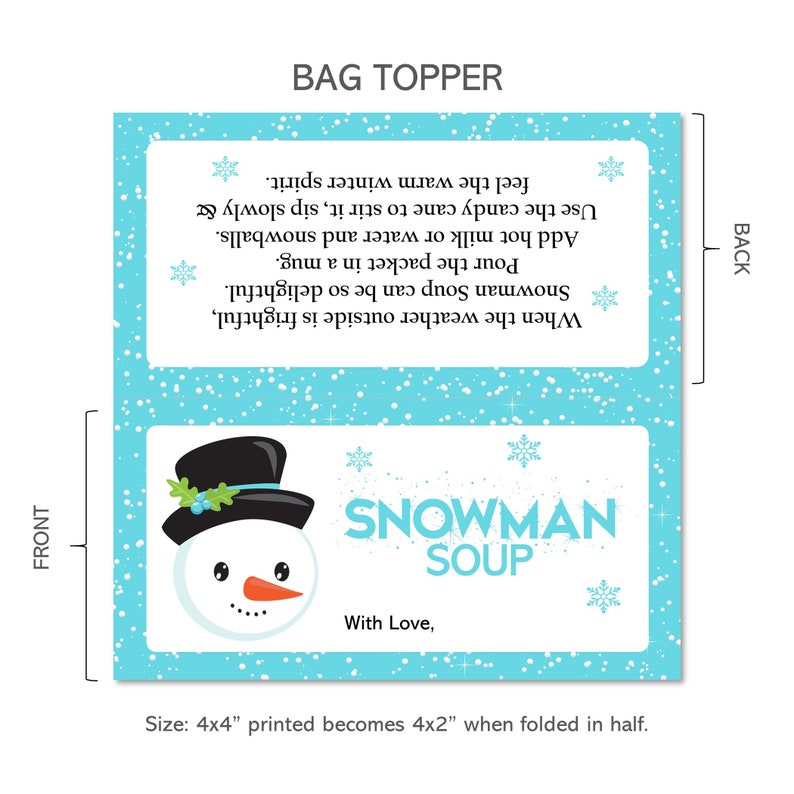 Printable Snowman Soup Treat Bag Topper Snowman Soup Favor - Etsy
