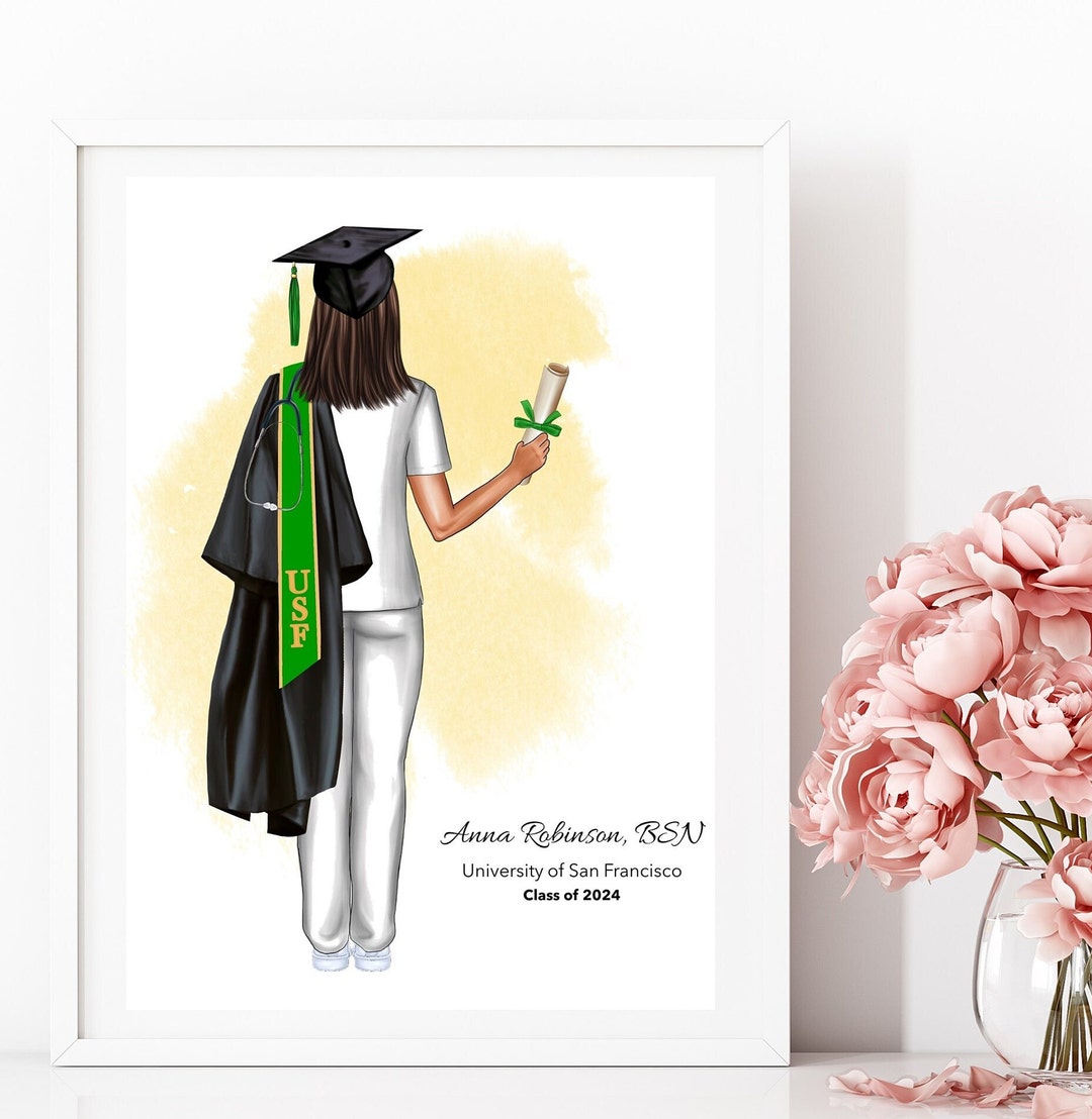 Personalized Nurse Graduation Print, Graduation Girl Print, Nurse ...