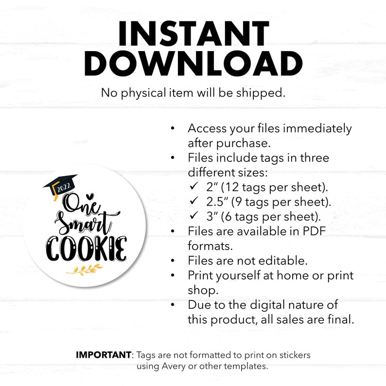 Printable You Are One Smart Cookie Graduation Tags Graduation - Etsy