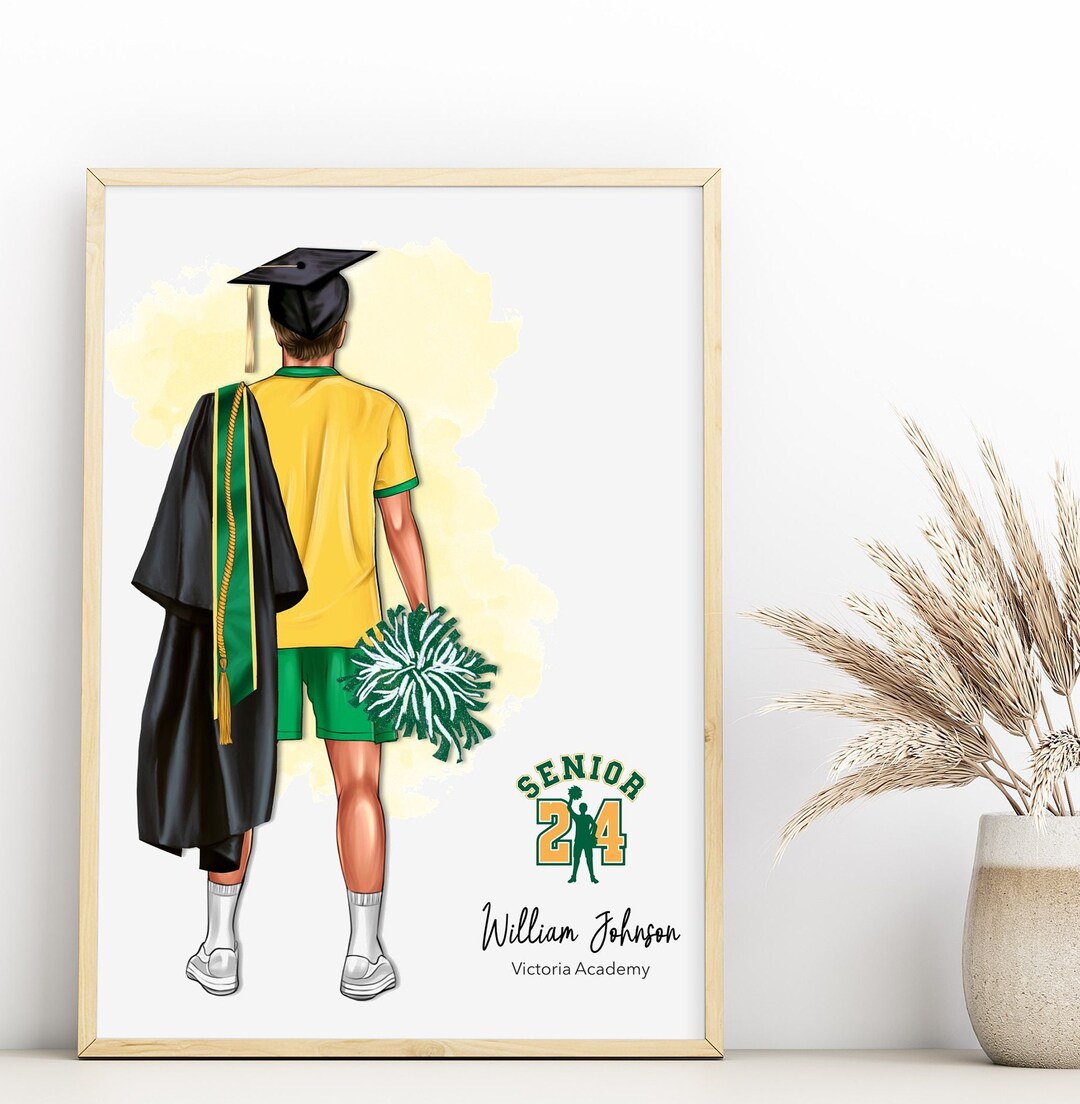 Personalized Male Cheerleader Graduation Print, Cheerleader Graduation ...