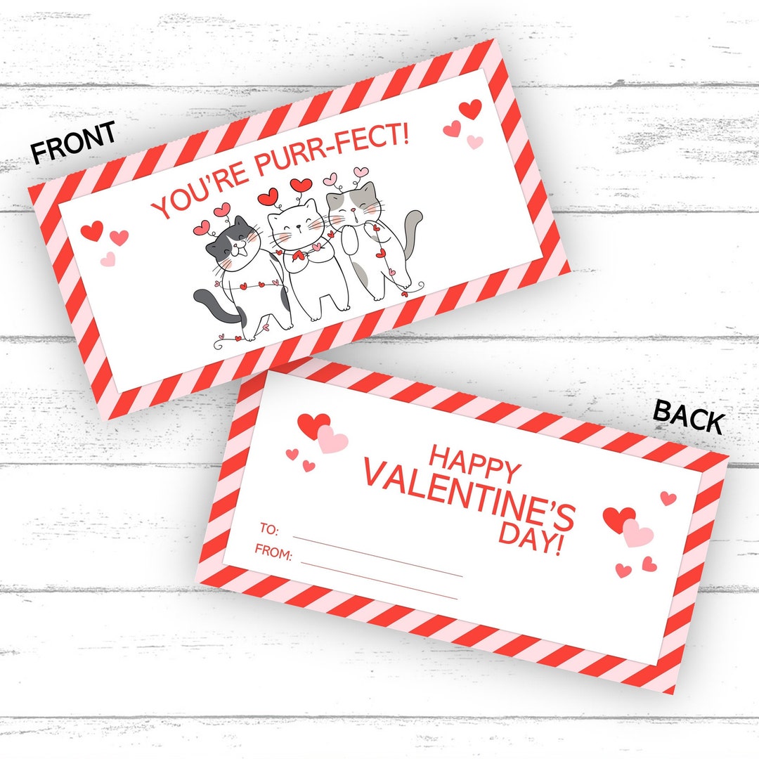 Printable Valentine You're Purr-fect Treat Bag Topper, Valentine's Day ...