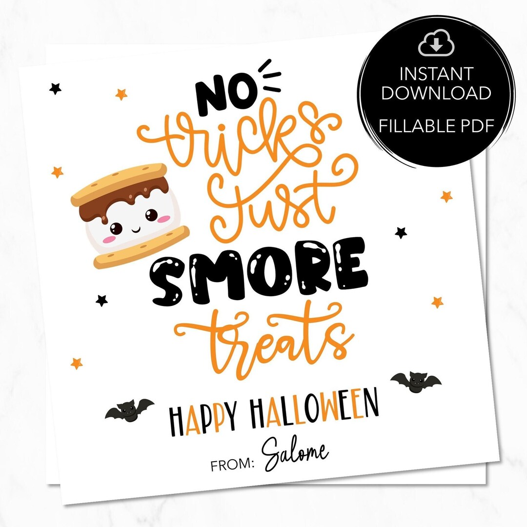 Printable Halloween Smores Treats Tag, Halloween Tag, Smores Halloween ...