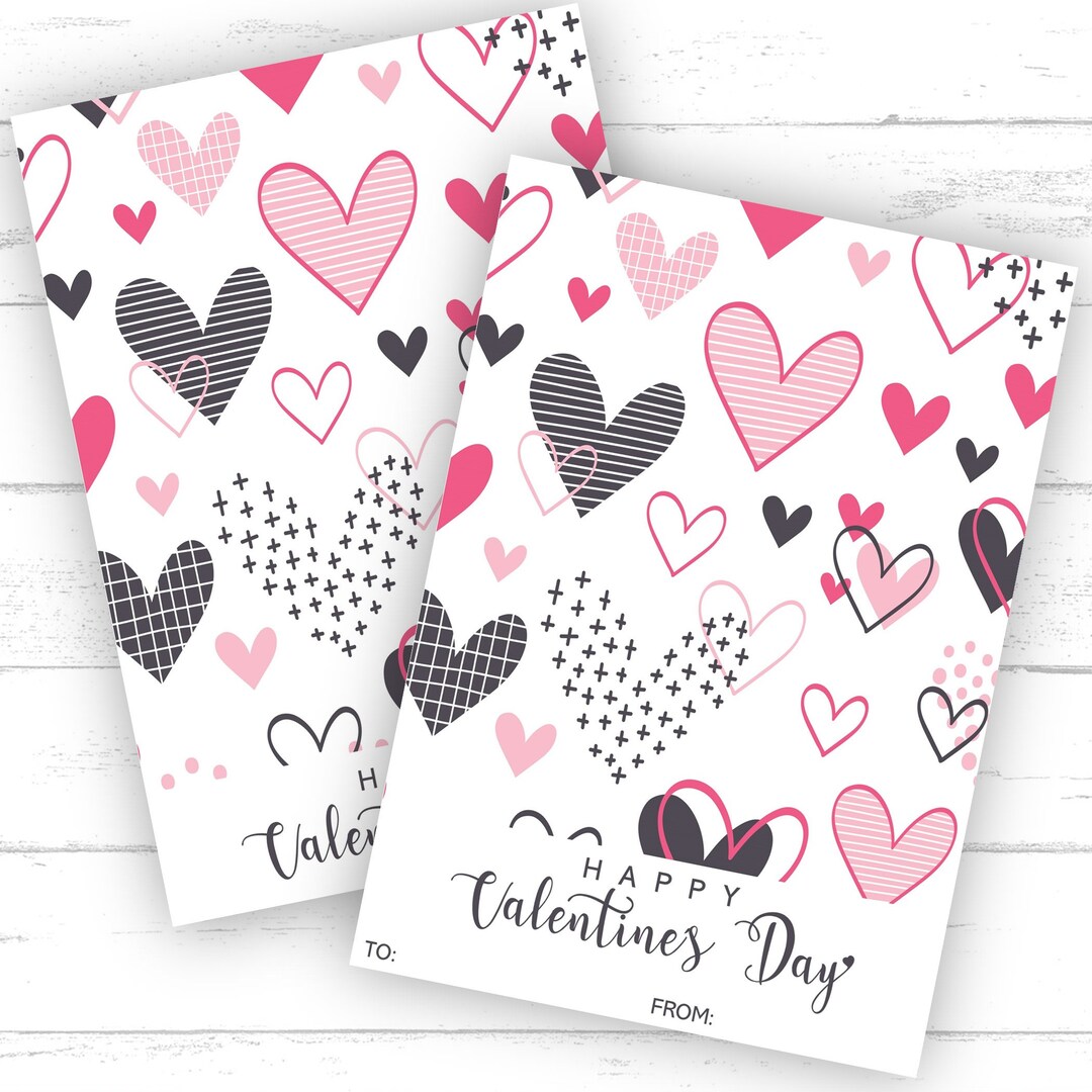 Printable Happy Valentine's Day Cookie Cards, Valentine's Day Cookie ...