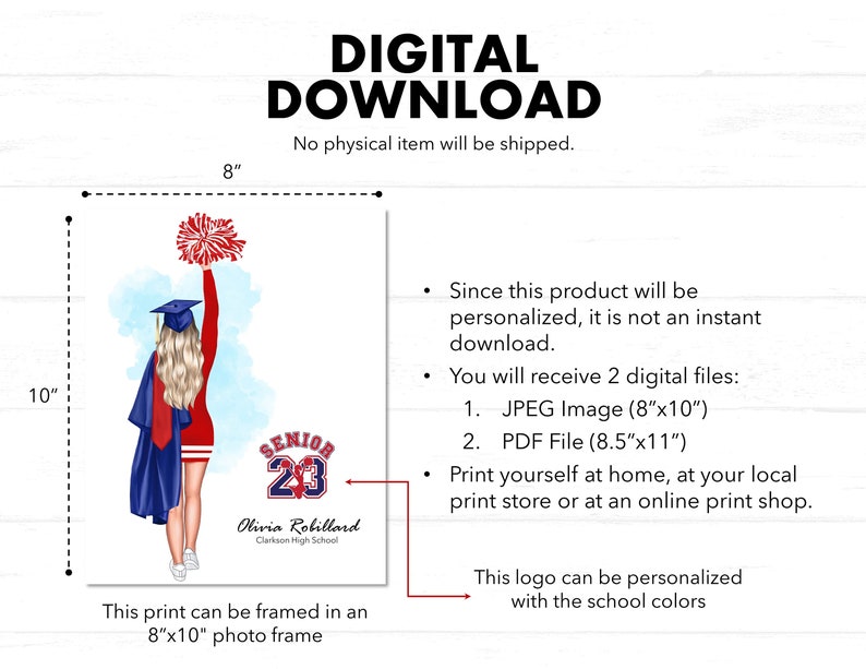 Personalized Cheerleader Graduation Print Cheerleader - Etsy