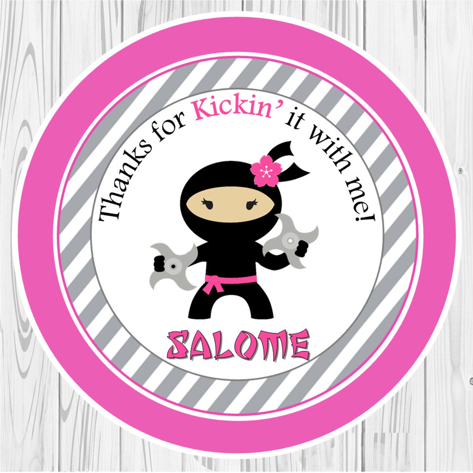 Printable Pink Ninja Girl Favor Tags Ninja Girl Thank You - Etsy