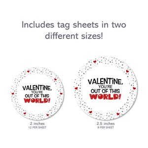 Printable Valentine You're A Out of This World Gift Tag, Valentine ...