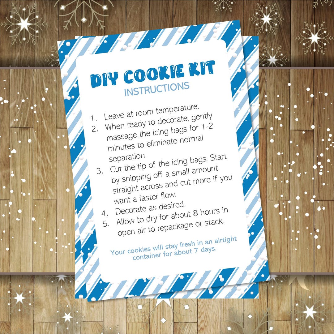Printable Christmas DIY Cookie Kit Instructions Cards, Merry Christmas ...