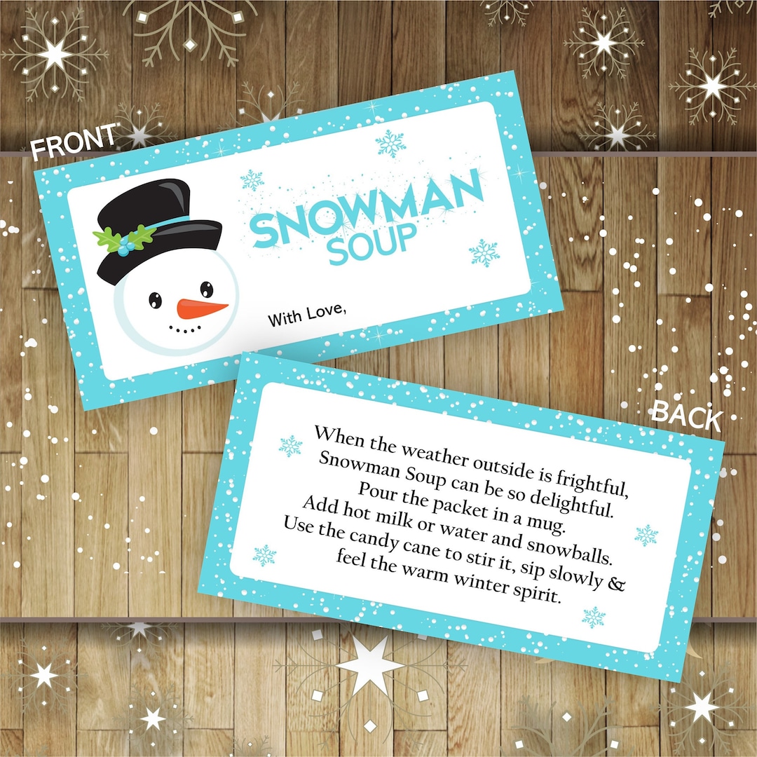 Printable Snowman Soup Treat Bag Topper, Snowman Soup Favor Tags ...