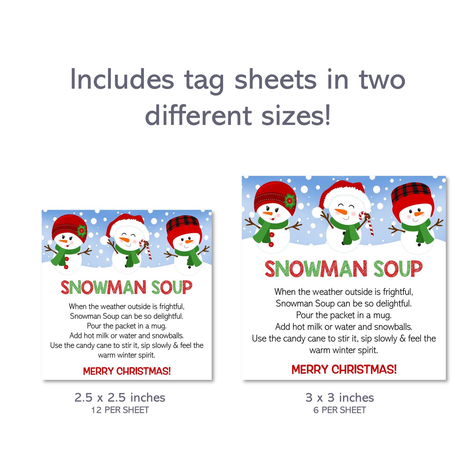 Printable Snowman Soup Treat Tags Snowman Soup Favor Tags | Etsy