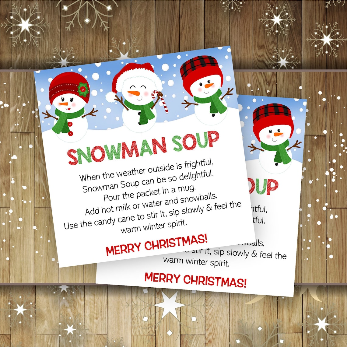 Printable Snowman Soup Treat Tags Snowman Soup Favor Tags | Etsy