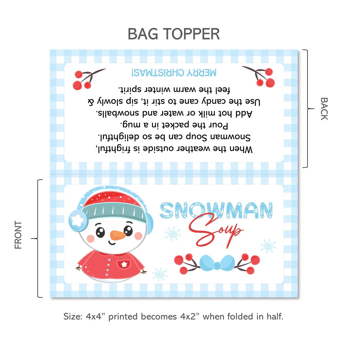Printable Snowman Soup Treat Bag Topper Snowman Soup Favor | Etsy