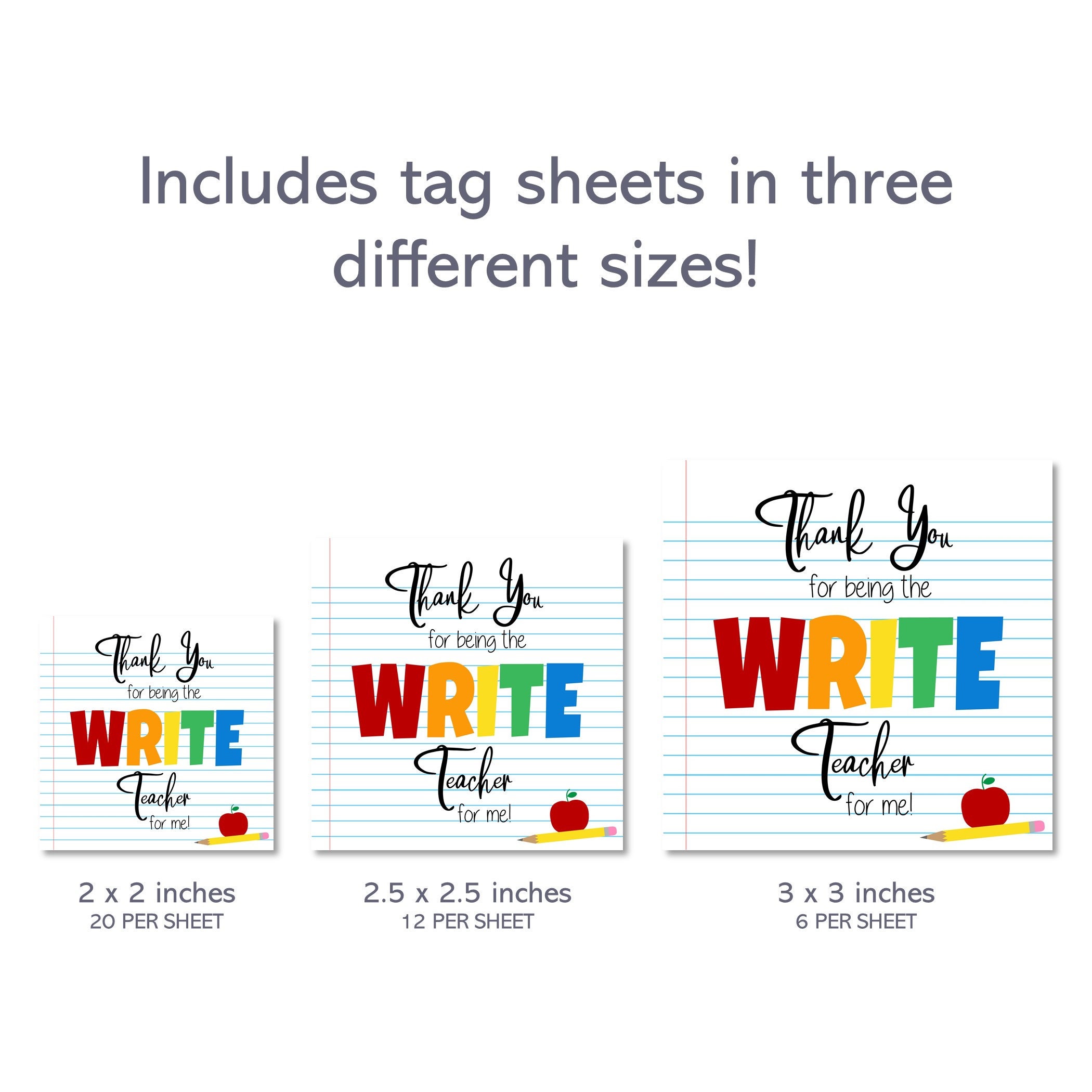 Printable Thanks for Being the Write Teacher for Me Tags - Etsy UK