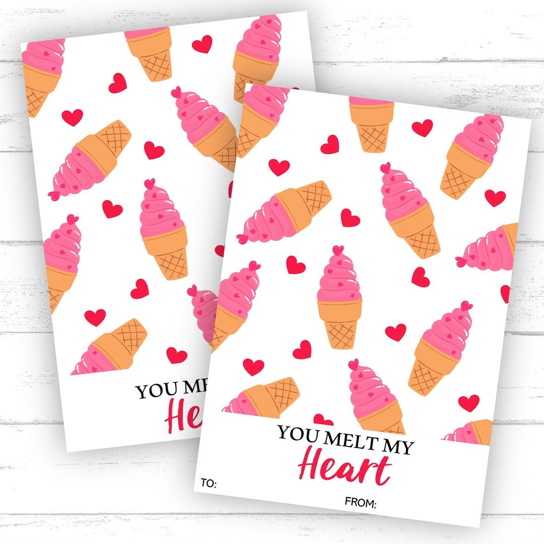 Printable Valentine You Melt My Heart Cookie Cards, Valentine's Day ...