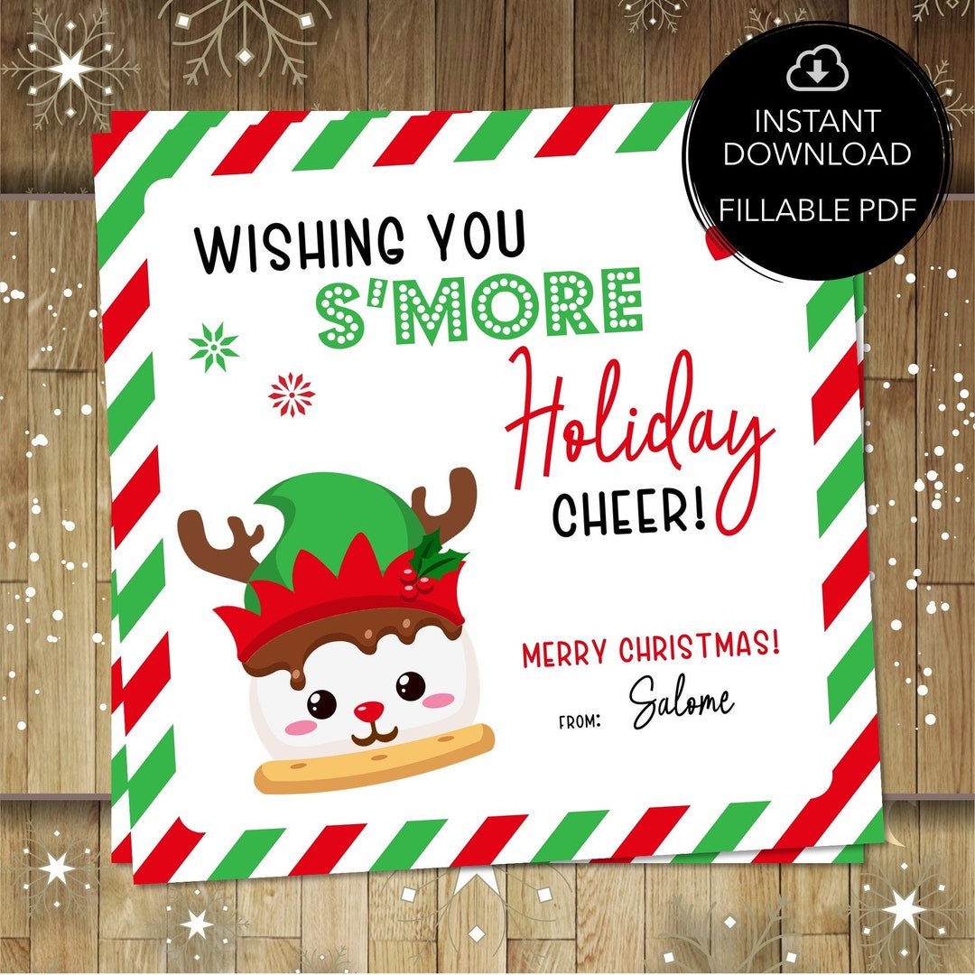 Printable Christmas Smores Treats Tag, Christmas Gift Tag, Smores ...