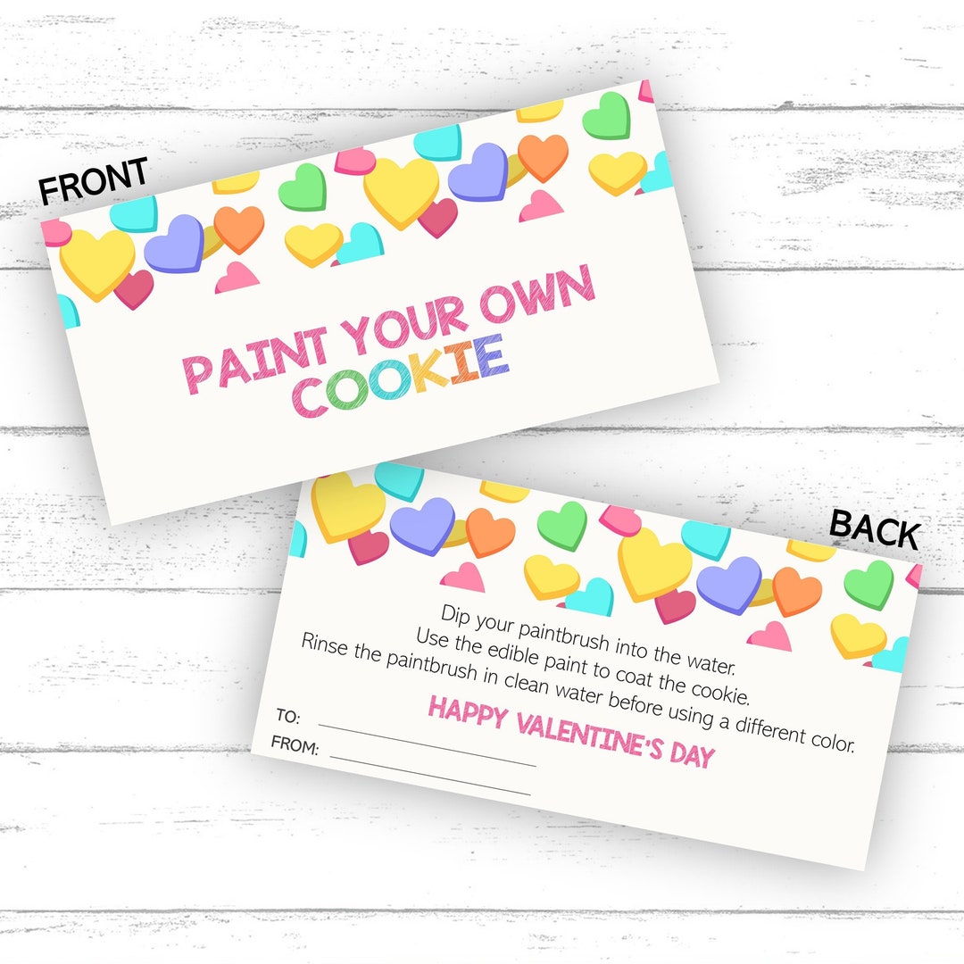 Printable Valentine's Day Paint Your Own Cookie Bag Topper, Valentine's ...