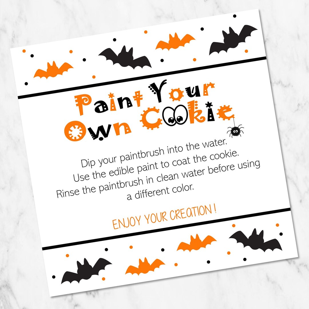 Printable Halloween Paint Your Own Cookie Instruction Tags, Happy ...
