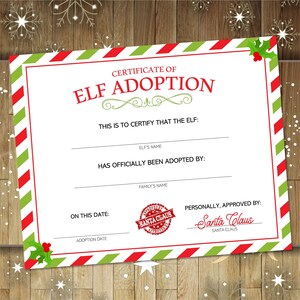 Certificato di adozione degli elfi stampabile, Lettera di adozione ...