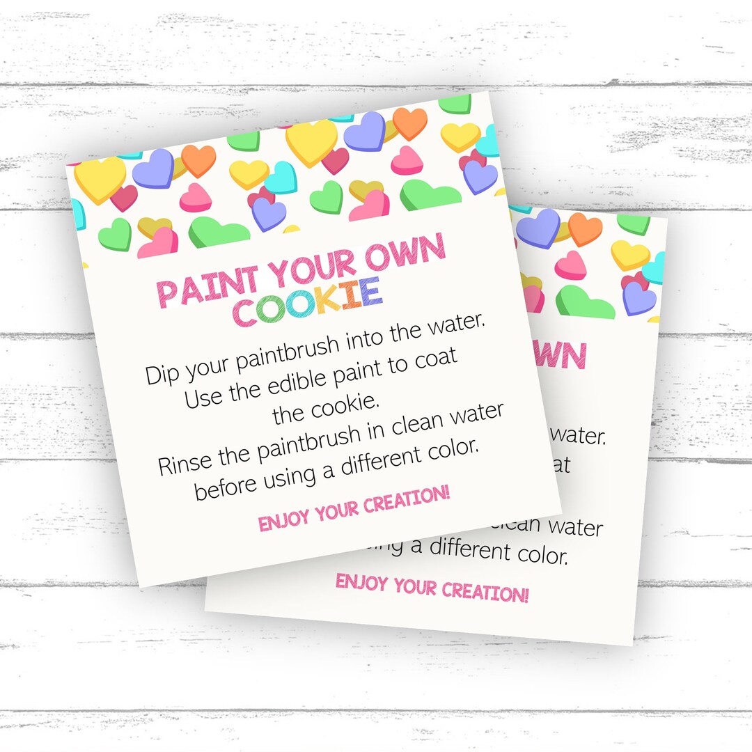 Printable Valentine's Day Paint Your Own Cookie Tags, Valentine's Day ...