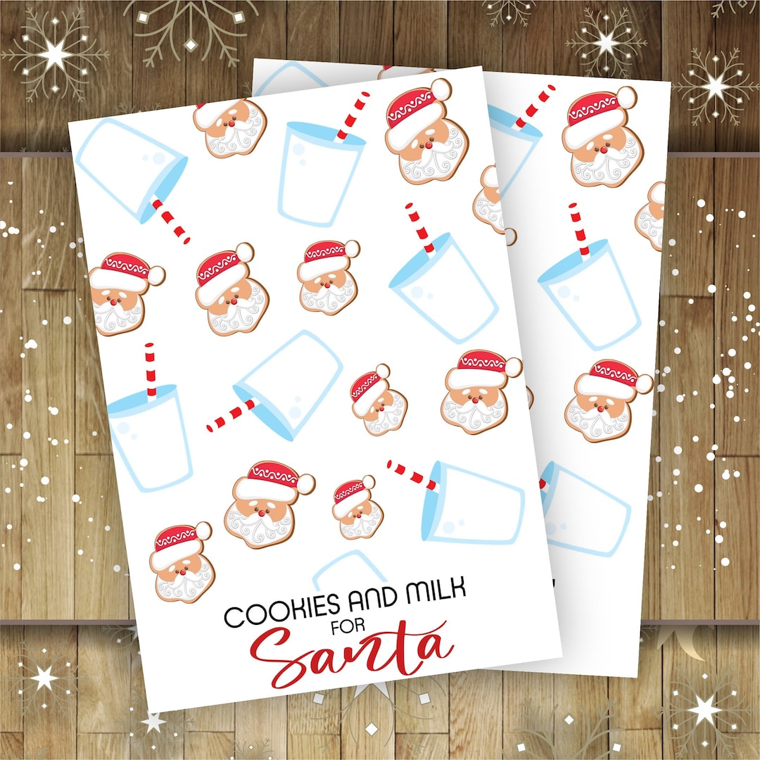 Printable Cookies and Milk for Santa Cookie Cards Cookies for - Etsy