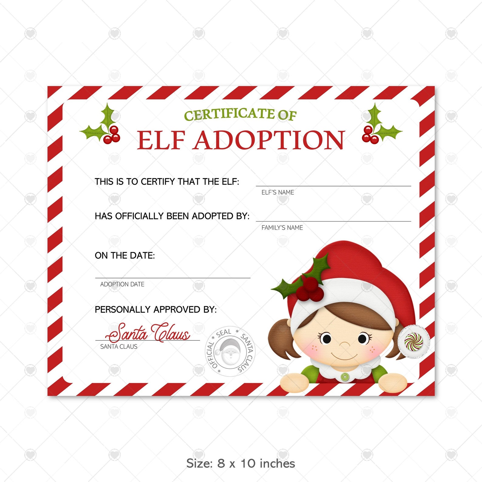 Printable Elf Certificate of Adoption Elf Adoption Letter | Etsy