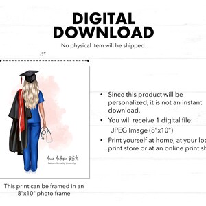 Personalized Nurse Graduation Print, Graduation Girl Print, Nurse ...