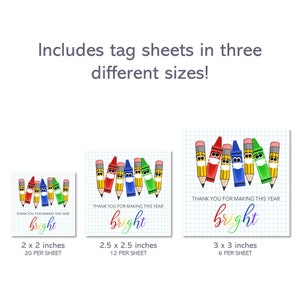 Printable Thank You for Making This Year Bright Tags, Teacher Gift Tags ...